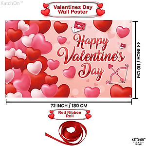 Large, Happy Valentines Day Backdrop - 72x44 Inch | Happy Valentines Day Banner, Valentines Day Decor | Wall Banner Valentine Day Backdrop, Valentines Day Decoration | Valentines Decorations for Party