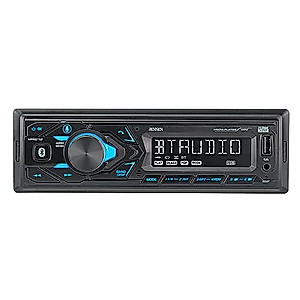 JENSEN MPR210 7 Character LCD Single DIN Car Stereo Radio | Push to Talk Assistant | Bluetooth Hands Free Calling & Music Streaming | AM/FM Radio | USB Playback & Charging | Not a CD Player