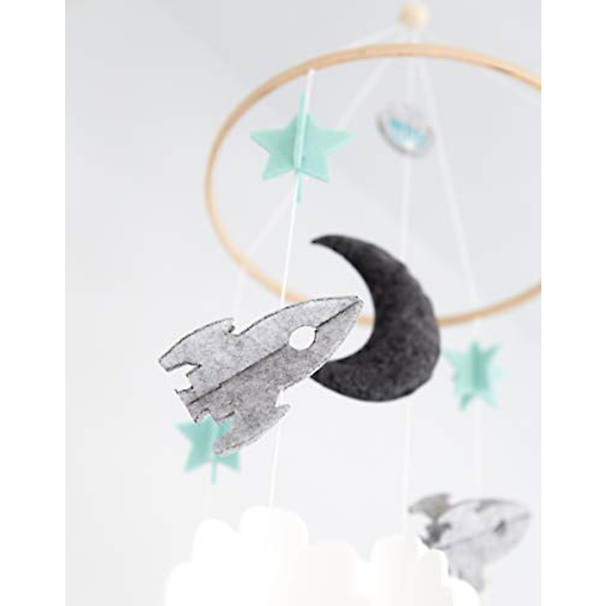 Baby Crib Mobile for Boys and Girls - Blue Baby Shower Gift Set Nursery Decor Starry Night Moon Star Cloud Rocket Space Unisex