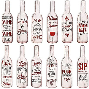 Fun Wine Bottle Magnets for Refrigerators (4 in, 12 Pack)