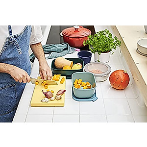 Mepal Cirqula Multi Rectangular 3-Piece-Bowl Set-Food Storage Containers-Stackable-Dishwasher Safe, Hoch, Nordic White