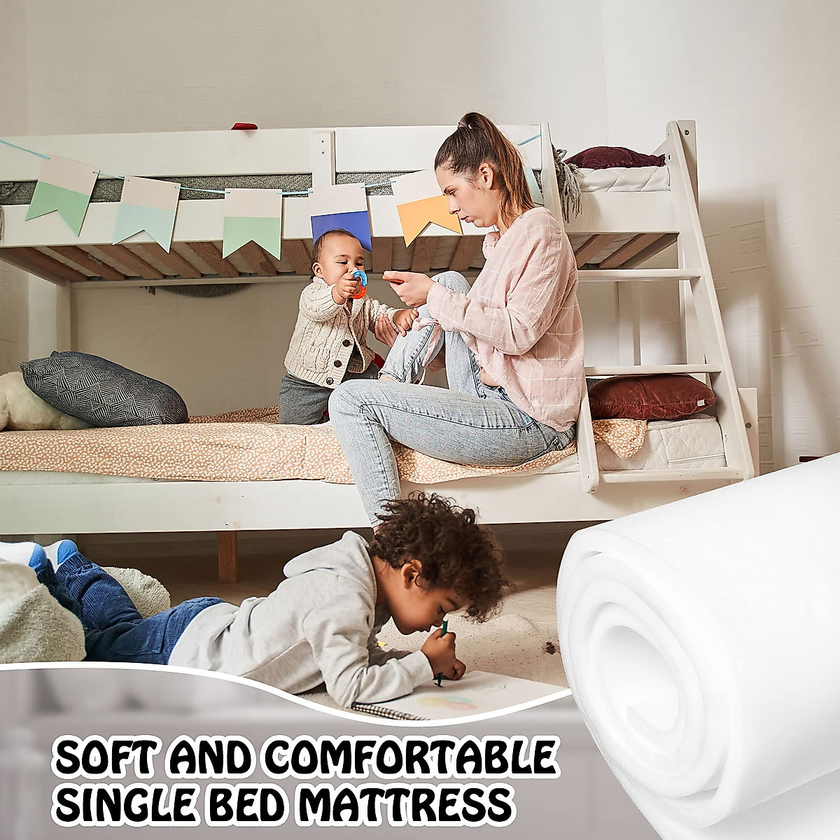 Amylove Polyurethane Foam 24" x 72" High Density Cushion Craft Foam Upholstery Foam for Seat Replacement DIY Projects Chairs Headboards Sofas Home (White,1/2" X 24" X 72")