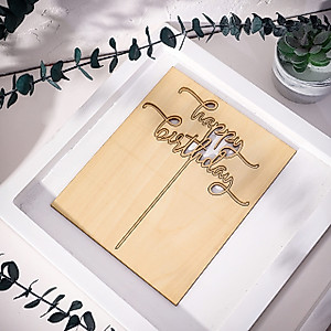 Happy Birthday Cake Topper - High-end Basswood Craft Durable Multifunctional Cake Topper, Wooden Textured Cake Decoration for Birthday Party Decoration,the Best Souvenirs for Family and Friends.