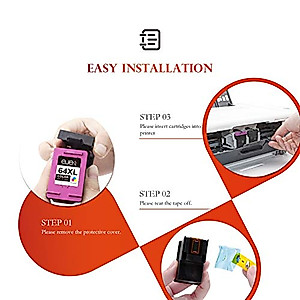 64XL Ink Cartridges Combo Pack High Yield Replacement for HP 64 XL Ink ejet for Envy Photo 7858 7855 7155 6255 6252 7120 7158 7164 Envy Inspire 7950e Tango Series(1 Black, 1 Tri-Color), Remanufactured