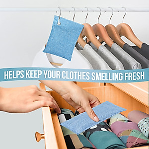 Closet and Drawer Deodorizer Bags (4 Pack) - Naturally Absorbs and Eliminates Closet Odors- 2 XL Closet Deodorizers and 2 Drawer Deodorizers - Unscented and Organic Charcoal Closet Odor Eliminator