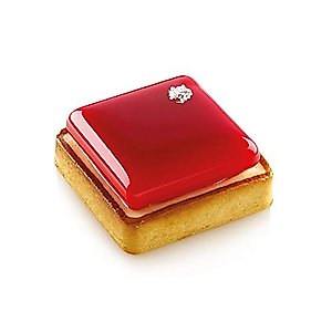 Silikomart "Kit Tarte Ring Square 80x80 Silicone Mold with 6 Cavities, Each 2.63 Inch x 2.63 Inch x 0.59 Inch High, Plus 6 Heat-Resistant Perforated Plastic Square Cutting Rings