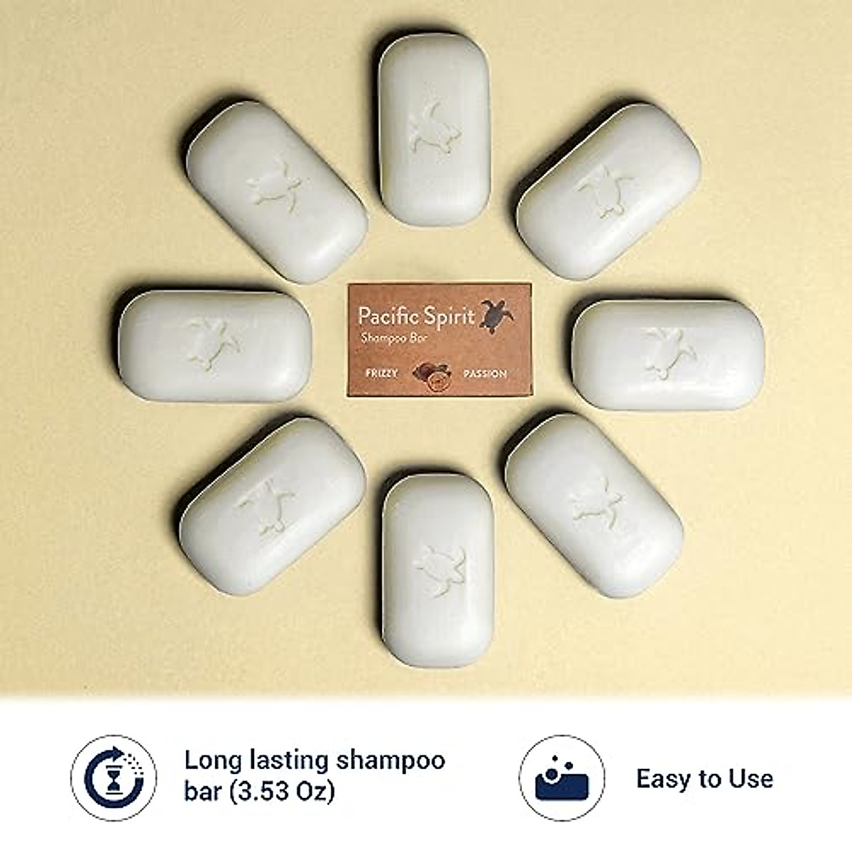 "Pacific Spirit Shampoo Bar for Curly hair with Coconut Oil & Passion Fruit. Moisturizing and Texturizing -Scent, 3.53 Oz. Zero waste, vegan"