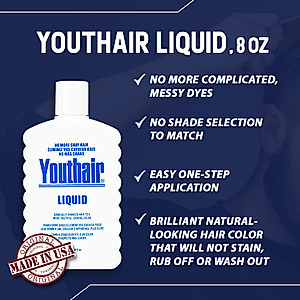 Clubman Pinaud Youthair Liquid with Hair Conditioner and Groomer, Natural Grey Blending and Hair Care, 8 Fl Oz