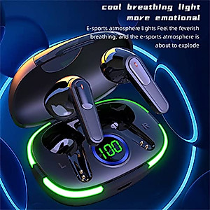 EKIDAZ PRO80 Bluetooth 5.1 Earphones, Sports Digital Display Touch Control Earphone with Cool Breathing Light, Waterproof Stereo Earphones in-Ear Built-in Mic Headset Premium Deep Bass