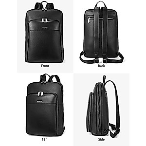 BOSTANTEN Leather Laptop Backpack for Women 15.6 inch Computer Bag Travel Work Daypack Large Size Bag