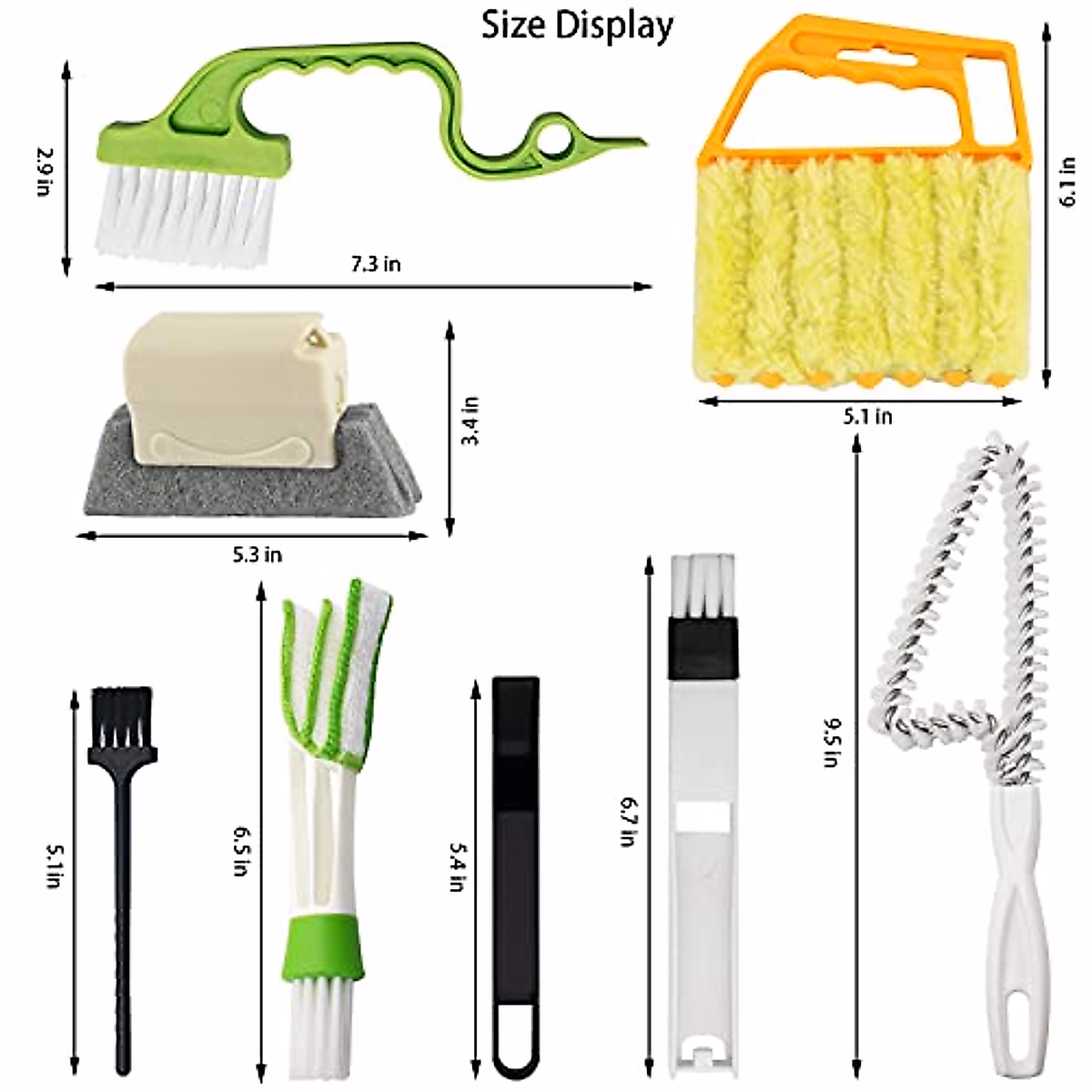 8 Pcs Hand-held Groove Gap Cleaning Tools - Door Window Track Crevice Cleaning Brushes Blind Cleaner Duster, Window Magic Cleaning Brush for Shower Door, Car Vents, Air Conditioner, Keyboard, Shutter