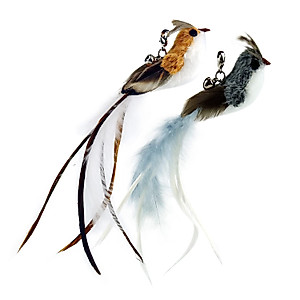 TTcat Cat Feather Toy Replacement Cat Toy Wand Refills, 4 Pcs Natural Bird Feathers Refills, Cat Toy Replacement Feathers for Cat Kitten Wand