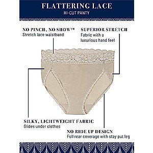 Vanity Fair Women's Flattering Lace Panties: Lightweight & Silky with Superior Stretch, White, 7