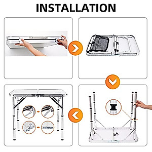 Nice C Card Table, Folding Picnic Table, Small Table, Adjustable Height Folding Table, Camping, Outdoor, Portable Lightweight Aluminum, with Carry Handle for Beach, Indoor, Office (Small)