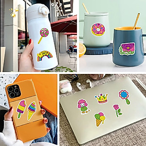 MEIEST Gem Diamond Painting Kits for Kids,24 PCS Fun DIY Mosaic Stickers by Numbers Kits,4 PCS Sparkly Suncatchers Creative Arts and Crafts Set and Handmade Gift(Sweets + Magical)