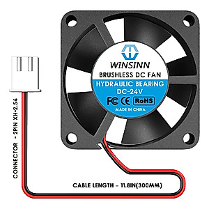 WINSINN 30mm Fan 24V, 3D Printer Micro 24 Volt Fans 3010 Hydraulic Bearing, Brushless Cooling 30mmx10mm 2PIN (Pack of 5Pcs)