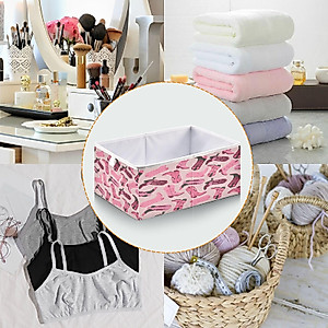 QUGRL Cowboy Cowgirl Boots Storage Bins Organizer Trendy Pink Colors Foldable Clothes Storage Basket Box for Shelves Closet Cabinet Office Dorm Bedroom 15.75 x 10.63 x 6.96 in