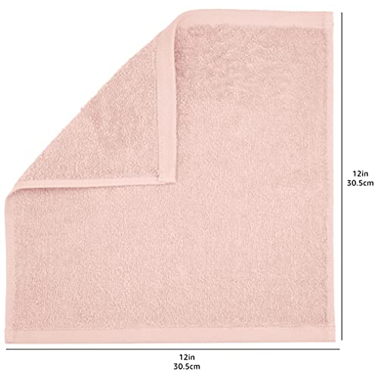 Amazon Basics Fast Drying, Extra Absorbent, Terry Cotton Washcloths - Pack of 24, Petal Pink, 12 x 12-Inch
