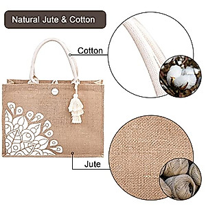 itgowisa Cute Beach Bag for Women Jute Tote Bag Large Straw Reusable Grocery Bag Trendy Handbag with Pouch and Tassel Eco Aesthetic Foldable Stay Upright Durable for Shopping Travel Summer beach Gift