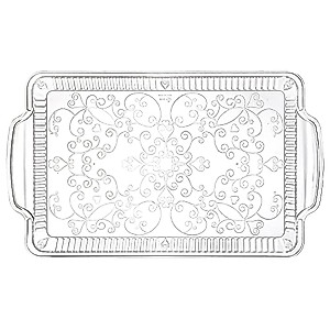 Lawei 10 Pack Plastic Dessert Cookie Platters, 12 x 8 Inch Reusable Food Serving Trays with Handles, Rectangular Serving Decorative Platter for Snack, Dessert Table, Wedding, Bathroom Vanity Table