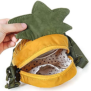 Van Caro Pineapple Shape Mini Purse,Women Crossbody Oxford Fruit Bag Cellphone Purse Ginger