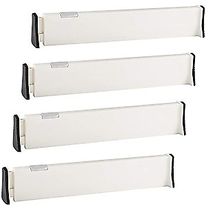 Phyllia Drawer Dividers 4 Pack, Expandable Dresser Drawer Organizers Separators Suitable 13.2-19", Tray Organizer for Silverware and Utensils, Kitchen,Bedroom,Bathroom, Office or Dresser Storage.