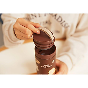 GIYOMGIYOM KAKAO Official Merchandise- Ryan and Choonsik A Cabin in The Forest - Vacuum Insulated Stainless Steel Tumbler 475ml (16oz) (Brown Ryan and Choonsik)