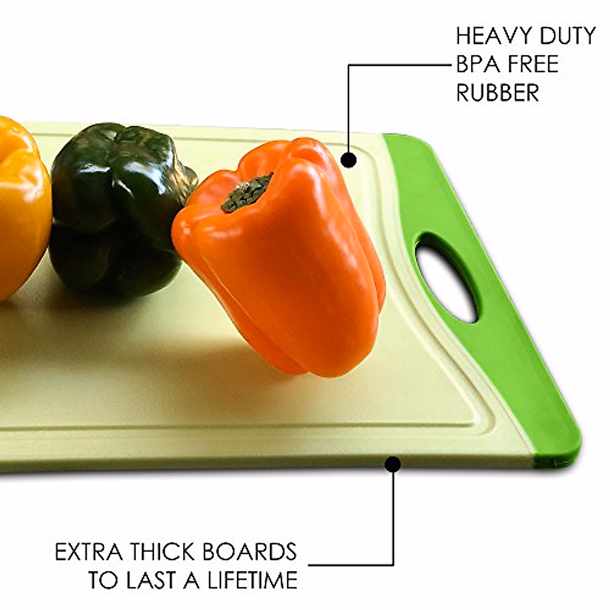 Raj Plastic Cutting Board Reversible Cutting board, Dishwasher Safe, Chopping Boards, Juice Groove, Large Handle, Non-Slip, BPA Free (Small (11.42" x 7.87"), Lime Green)