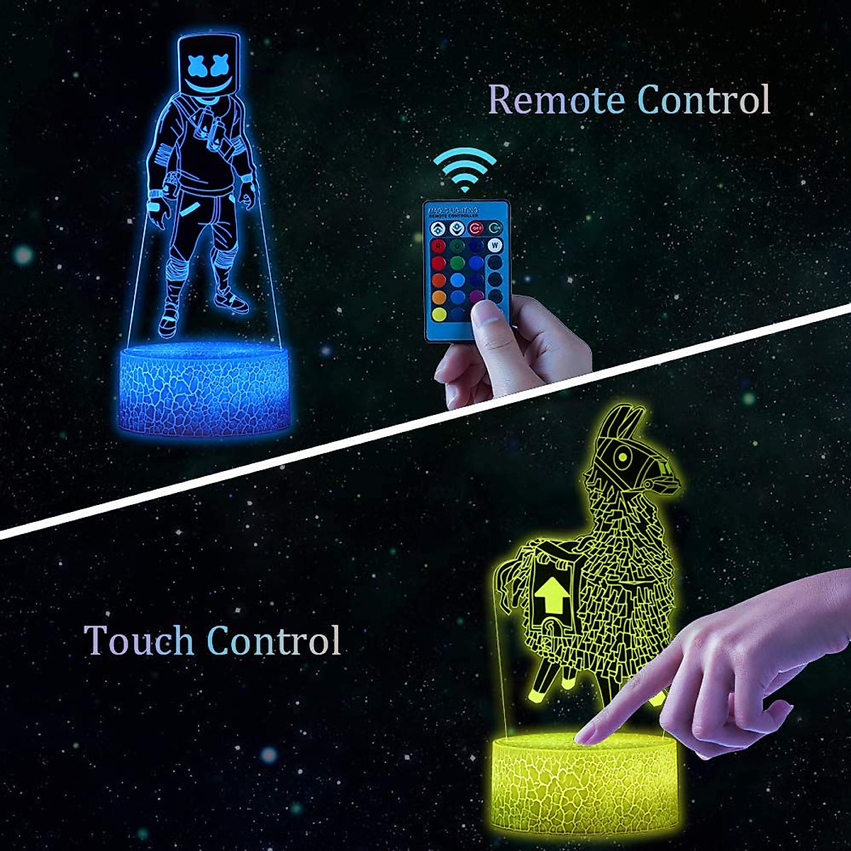 Wronka 5 in 1 Sets 3D Anime Night Light Toys, LED Illusion Lamp, 16 Color Change Bedside Lamp with Remote Control, Xmas Birthday Gift for Kids Child