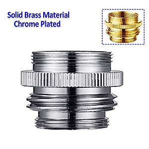 Multi-Thread Garden Hose Adapter, Kitchen Sink Faucet Adapter to Garden Hose, Brass Aerator Adapter for Male to Male and Female to Male, Chrome Plated