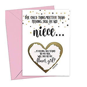 Will You Be My Flower Girl Scratch Off Card for Niece, Bridal Party Proposal Card from Aunt and Uncle, Bride and Groom (Niece Flower Girl)