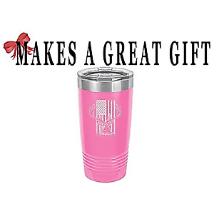 Rogue River Tactical USA Flag Buck Hunting 20 Oz. Travel Tumbler Mug Cup w/Lid Vacuum Insulated Hot or Cold United States Deer (Pink)