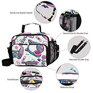 Pink Joysticks Devices Lunch Bag for Women Men Video Game Controller Insulated Cooler Tote Bag with Adjustable Shoulder Strap Large Capacity Reusable Leakproof Picnic Lunch Box Outdoor for Adult Offic