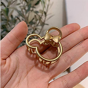 Large Metal Hair Claw Clips (2-Pack), Mouse Lady Thick Hair Barrette, Hollow Non-slip Hair Catch Jaw Clamp for Women Girls