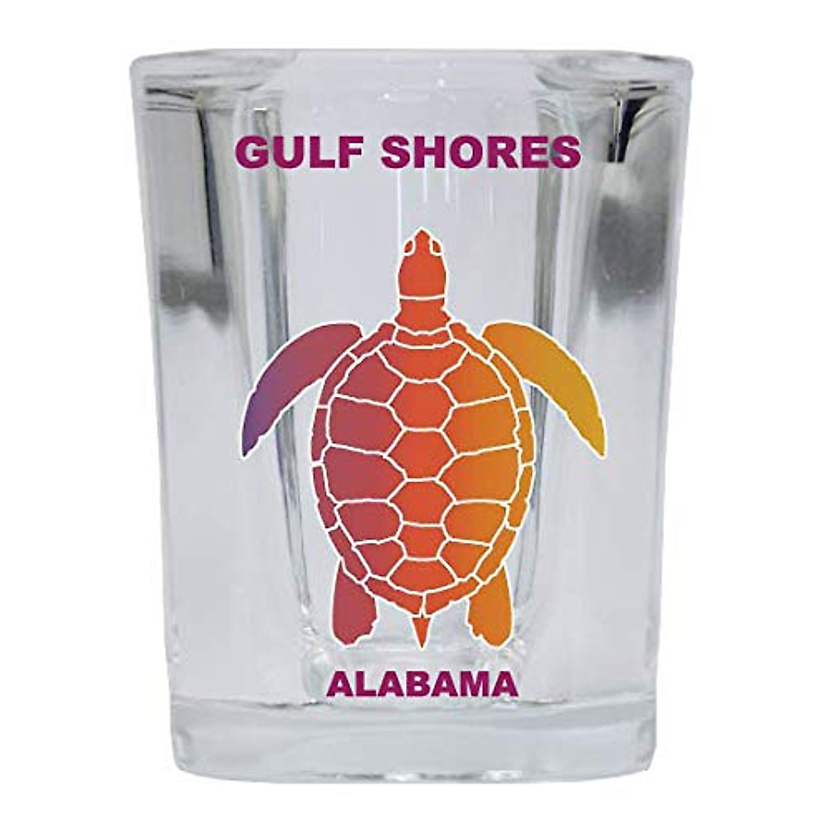 Gulf Shores Alabama Souvenir Rainbow Turtle Design Square Shot Glass