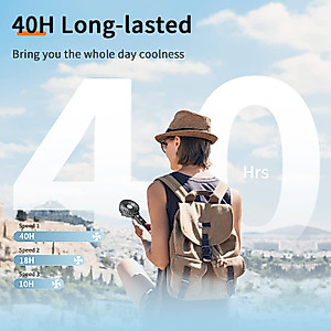 HandFan 10400mAh Handheld Fan With Double Portable Charger, Rechargeable Personal Hand Fan, Foldable Mini Electric Fan, Battery Operated Cooling Fan for Travel Beach Outdoors Indoors(Clear Blade)