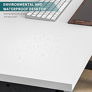 SMUG Computer Desk 32 Inch Home Office Writing Wood Desk Storage Bag & Headphone Hook Small Spaces Simple Bedroom Work Study Kids Table, White