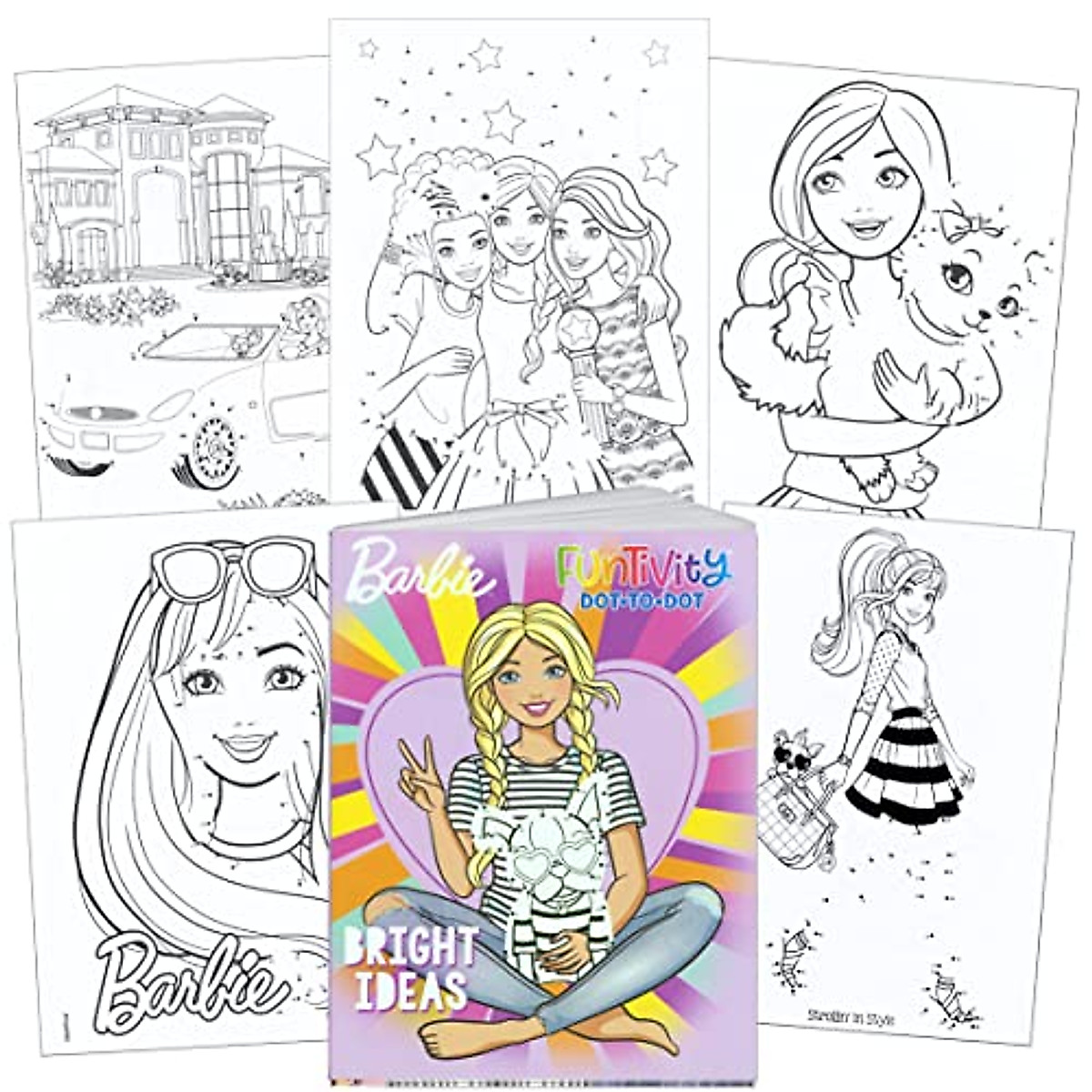 Barbie Funtivity Dot-to-Dot Activity & Coloring Book Set for Kids Toddlers - Set of 2 Books 'Bright Ideas' & 'Strong Bond'