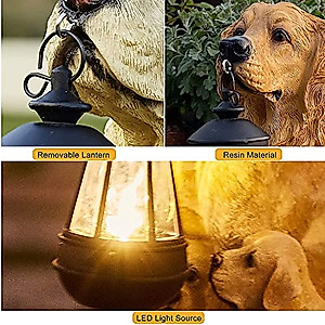 LTHDD Outdoor Labrador Family Statue with Solar Lights,Windproof Lamp for Home Garden Decoration,Lifelike Dog Figurine Decoration,Solar Lantern Dog Garden Statues