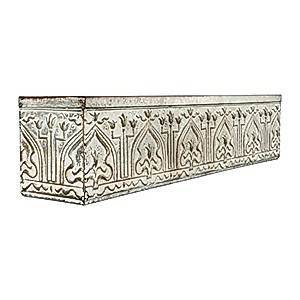 Creative Co-Op White & Grey Decorative Metal Wall Shelf, Zinc