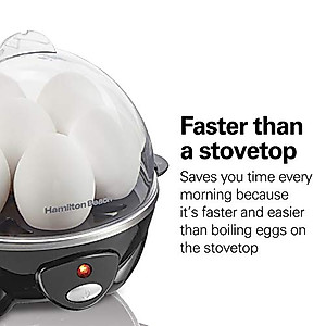 Hamilton Beach 3-in-1 Electric Hard Boiled Egg Cooker, Poacher & Omelet Maker, Holds 7, Black (25507)
