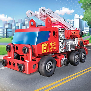 Meccano-Erector Junior - Rescue Fire Truck with Lights and Sounds Model Building Kit