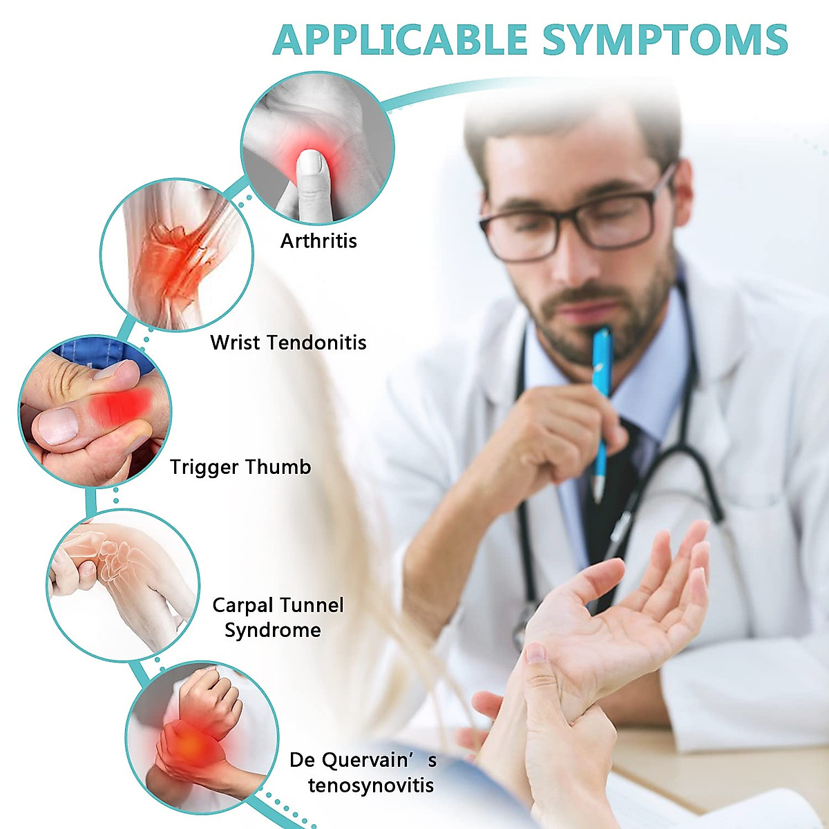 fibee Thumb Spica Splint & Wrist Brace, De Quervain’s Tenosynovitis Splint, Carpal Tunnel Wrist Brace with Thumb Stabilizer, Trigger Thumb Splint for Tendonitis, Arthritis, Sprains, Fits Men & Women