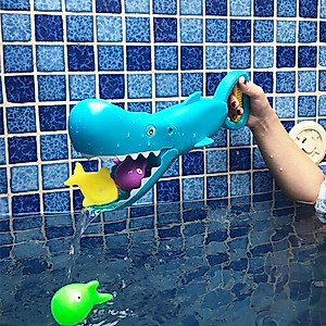 KDO Bath Shark Toys - Cute & Colorful Baby Shark Bath Toy Claw Catcher with 3 Fish – Safe & Nontoxic Water Toys for Bath Tubs, Swimming Pools & Outdoors - Best Bath Toys for Girls and Boys 3+