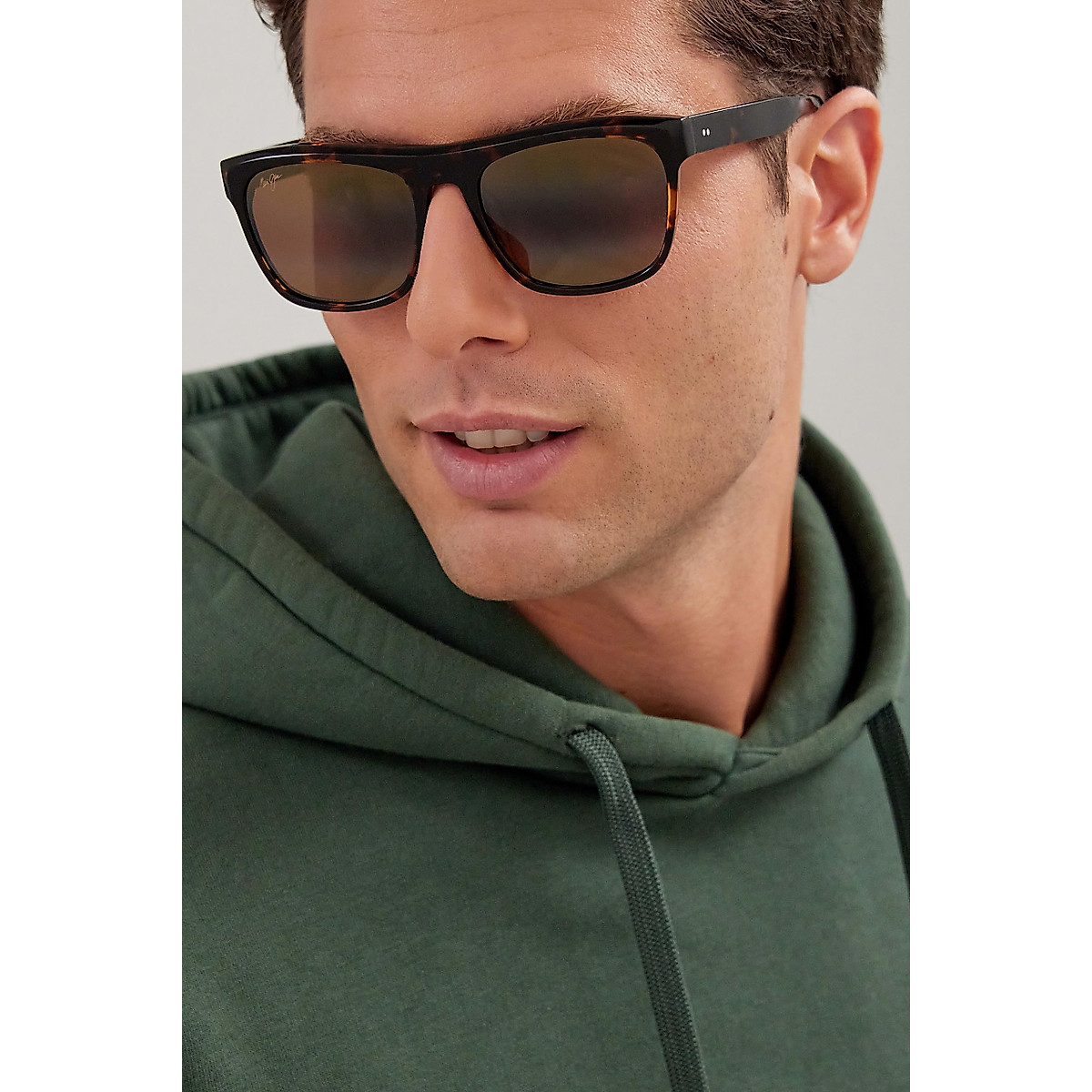 Maui Jim Men's and Women's S-Turns Polarized Rectangular Sunglasses, Tortoise w/Trans Honey Int/HCL® Bronze, Small