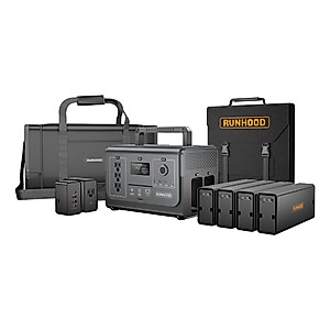 RUNHOOD Solar Generator Rallye 1200 Pro With Carrying Case Bag, 1296Wh Portable Power Station Swappable&Replaceable Batteries, 3X1200W(Peak 2400W) AC oulets for Outdoors Camping/RVs/CPAP/Home