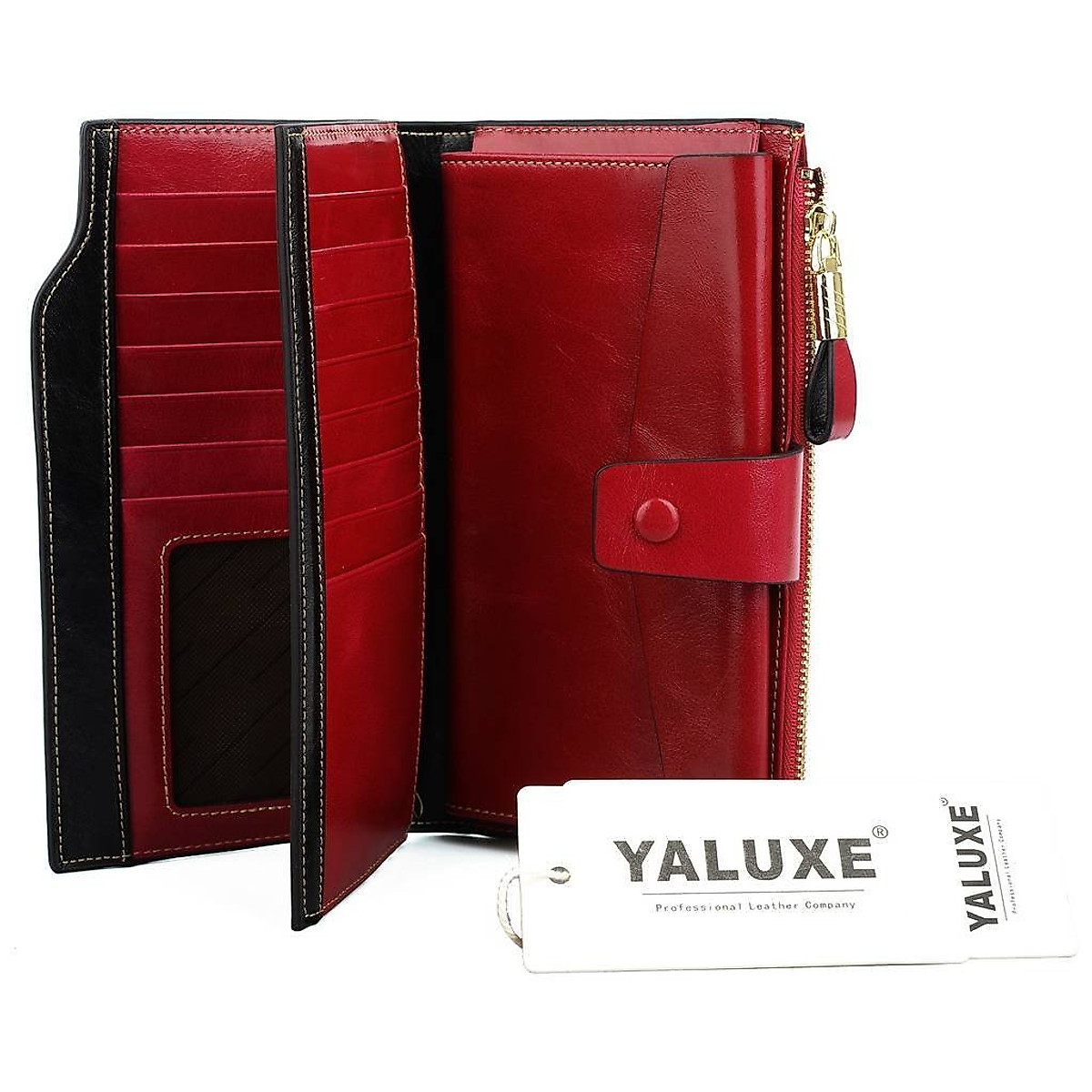 YALUXE Women's Genuine Leather Wallet RFID Blocking Multi Card Holder with Cell Phone Pocket Mothers Day Gifts