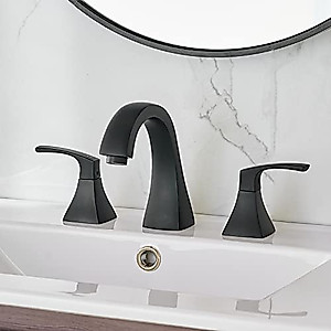 VAPSINT Two Handle Widespread Bathroom Faucet Black,3 Hole 8 inch Matte Black Bathroom Sink Faucet,Faucet for Bathroom Sink Lavatory Vanity with Supply Hoses