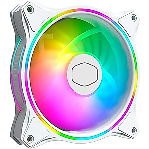 Cooler Master MasterFan MF140 Halo White Edition Duo-Ring ARGB Lighting Fan, 24 Independently LEDs, PWM Static Pressure Fan, Absorbing Pads for Computer Case & Liquid,for 5V 3-Pin ARGB