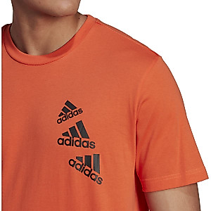 adidas Men's Essentials Brandlove Tee, Semi Impact Orange/Black, Medium